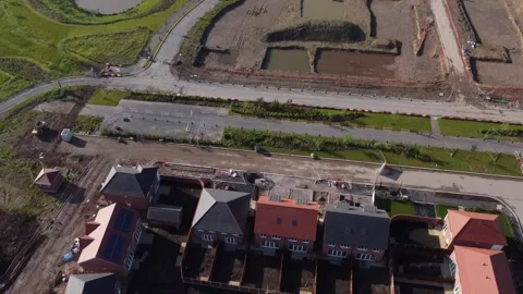 Drone aerial view of house building site... | Stock Video | Pond5