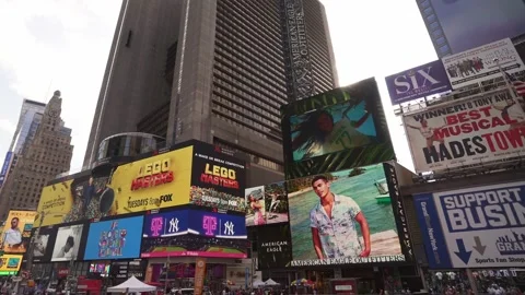 Drone aerial view Times Square New York ... | Stock Video | Pond5