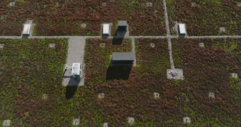 Drone camera view of modern rooftop gard... | Stock Video | Pond5