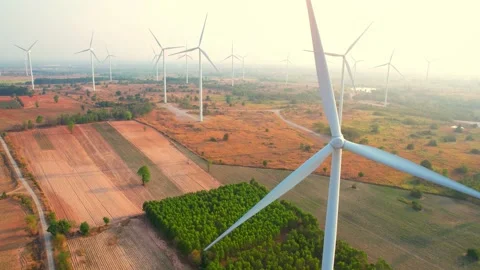Drone capture a Wind turbines | Stock Video | Pond5
