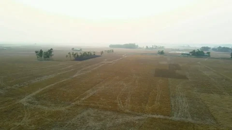 Drone captures aerial view of dry farm l... | Stock Video | Pond5