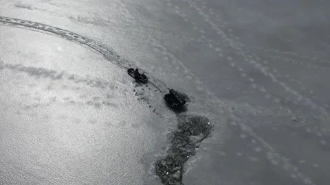 Drone Captures Rescue on Frozen Michigan... | Stock Video | Pond5