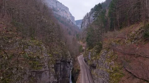 Drone captures winding road through Gorg... | Stock Video | Pond5