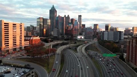 Drone clip of Atlanta, GA over the inter... | Stock Video | Pond5