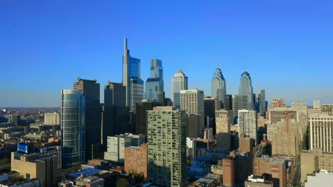 Drone Downtown Philadelphia Skyline From... | Stock Video | Pond5