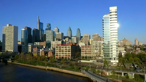 Drone Downtown Philadelphia Skyline From... | Stock Video | Pond5