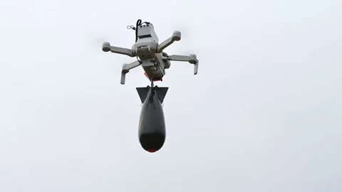 drone drops a bomb for fishing | Stock Video | Pond5