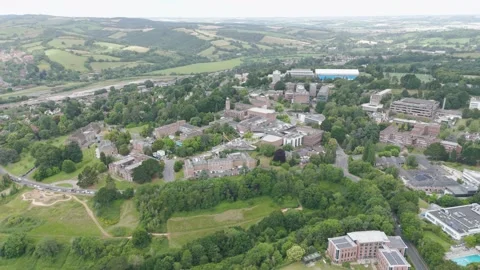 Drone exterior orbital of Exeter Univers... | Stock Video | Pond5