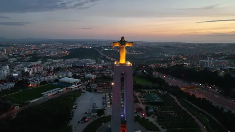 Drone flight around the statue of Jesus ... | Stock Video | Pond5