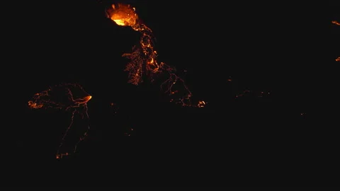 Drone Flight Over Lava Flow From Eruptin... | Stock Video | Pond5