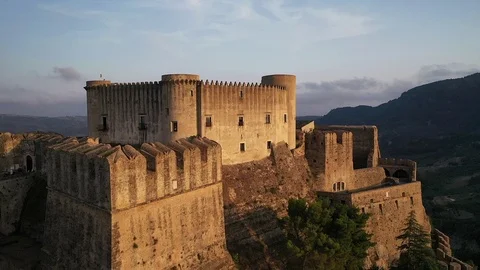 Drone fly away from a castle, view of a ... | Stock Video | Pond5