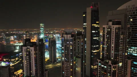 Drone flying close to Downtown Dubai ico... | Stock Video | Pond5
