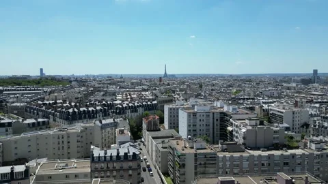 Drone flying over Paris city with famous... | Stock Video | Pond5