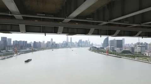 Drone flying under the bridge, drone aer... | Stock Video | Pond5