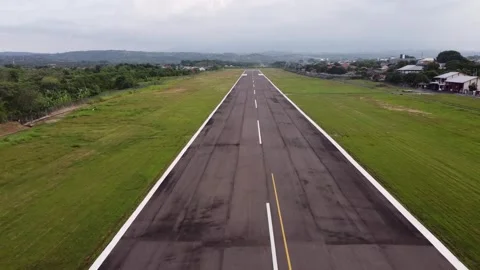 Drone Flyover of Empty Airport Runway at... | Stock Video | Pond5