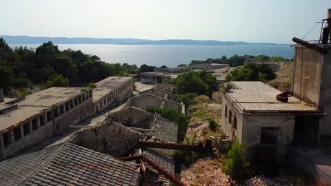 Drone footage of an abandoned prison bui... | Stock Video | Pond5