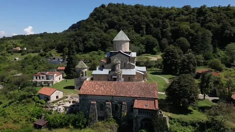 Drone footage of the medieval monastic c... | Stock Video | Pond5