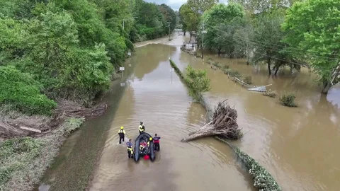 Drone footage shows massive floods, exte... | Stock Video | Pond5