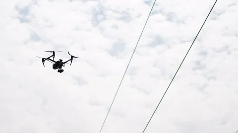 Drone inspection of power lines | Stock Video | Pond5