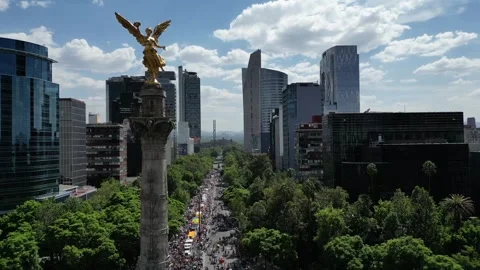 drone left movement in front of "angel d... | Stock Video | Pond5