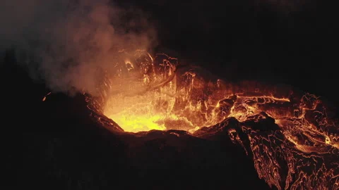 Drone Over Lava Erupting From Fagradalsf... | Stock Video | Pond5