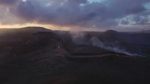 Drone Over Of Lava Flow From Fagradalsfj... | Stock Video | Pond5