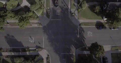 Drone Overhead Shot of Cars Stopping at ... | Stock Video | Pond5