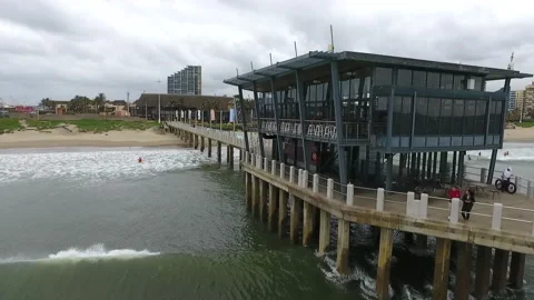 Drone Shot along Shaka Pier and Moyo Res... | Stock Video | Pond5
