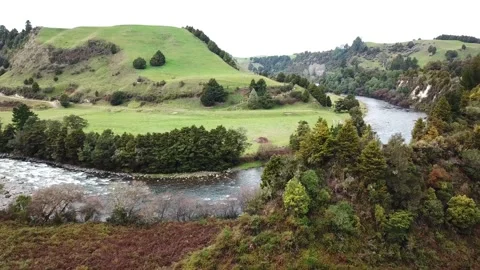 drone shot, angle rotating over river, b... | Stock Video | Pond5