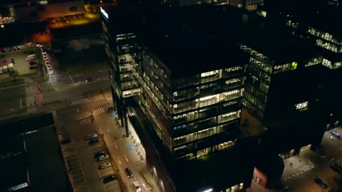 Drone shot of an office building in the ... | Stock Video | Pond5