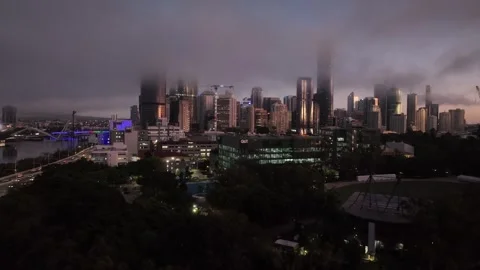 Drone shot of QUT Gardens Point Campus a... | Stock Video | Pond5