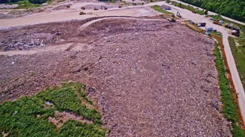 Drone shot showing landfill dump area wi... | Stock Video | Pond5