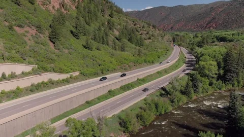 Drone: Split-Level Highway By Mountain ... | Stock Video | Pond5
