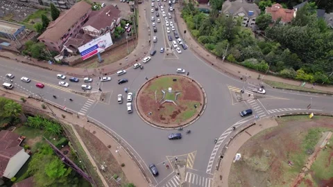 Drone static shot Nairobi roundabout, Ki... | Stock Video | Pond5