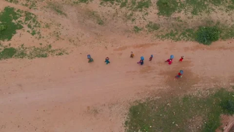 Drone takes a top down shot of the group... | Stock Video | Pond5