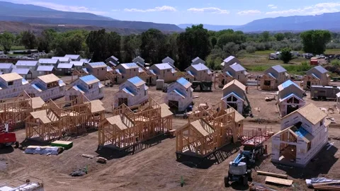 Drone: Tiny House Community Under Const... | Stock Video | Pond5