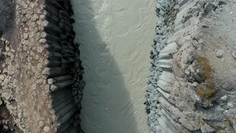 Drone top down riser reveals basalt colu... | Stock Video | Pond5