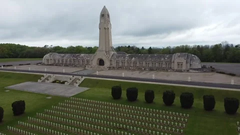 drone Verdun WW1 Memorial and cemetary D... | Stock Video | Pond5