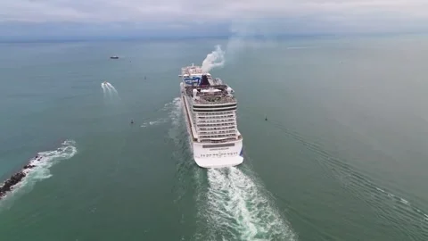 Drone video of a cruise ship sailing fro... | Stock Video | Pond5
