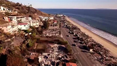 Drone video shows extent of damage in Ma... | Stock Video | Pond5