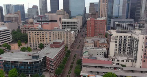 Drone view of the downtown Houston area | Stock Video | Pond5