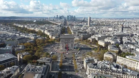 Drone view of downtown Paris with the Ar... | Stock Video | Pond5