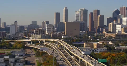 Drone view of Houston's downtown's iconi... | Stock Video | Pond5