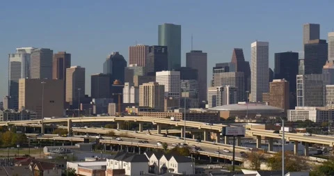 Drone view of Houston's downtown's iconi... | Stock Video | Pond5