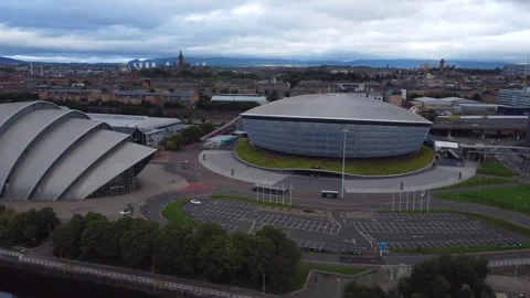Drone view of Hydro Arena and SEC Armadi... | Stock Video | Pond5