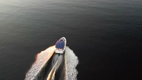 Drone view of luxury boat cruising in hi... | Stock Video | Pond5