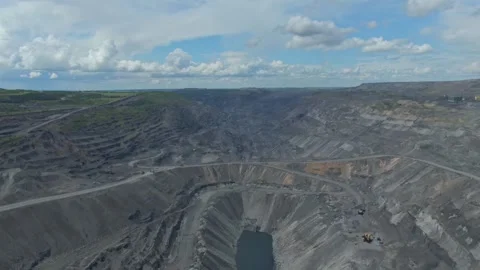 Drone view of open cast pit coal mining ... | Stock Video | Pond5