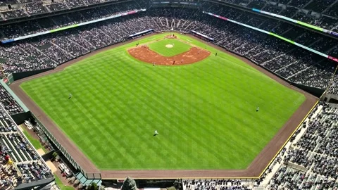Drone view over baseball stadium of acti... | Stock Video | Pond5