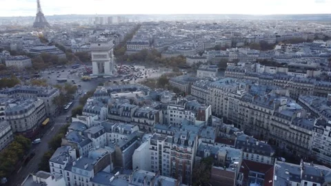 Drone view of the streets of Paris with ... | Stock Video | Pond5