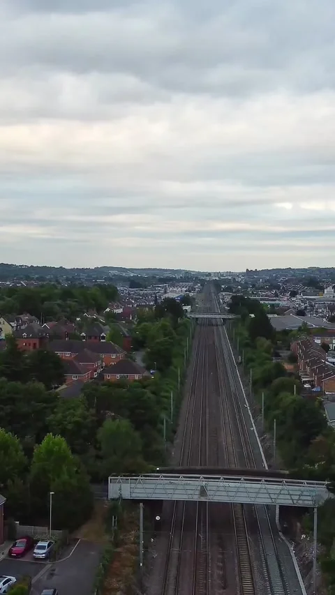 Drone's footage of Fast Train moving on ... | Stock Video | Pond5